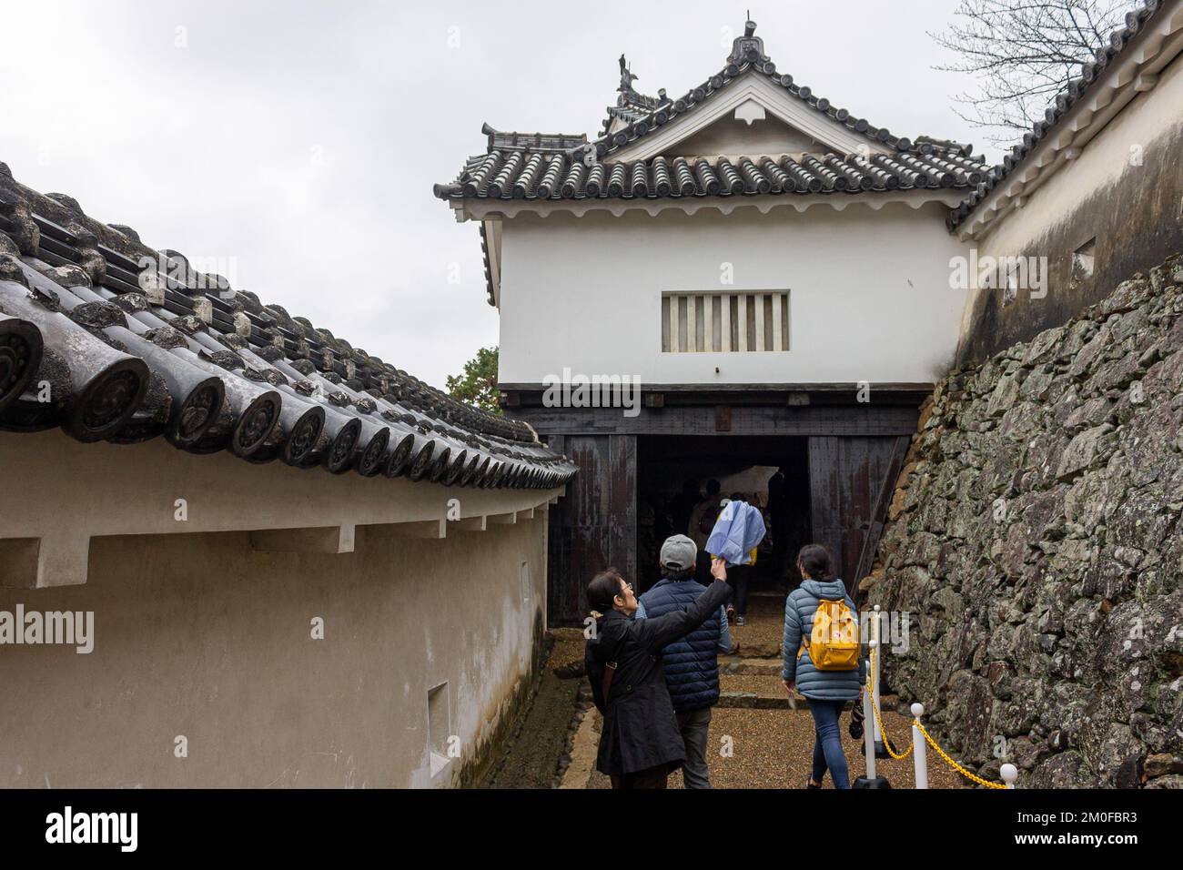 Himeji, Japan. The park and grounds of the White Egret or Heron Castle ...