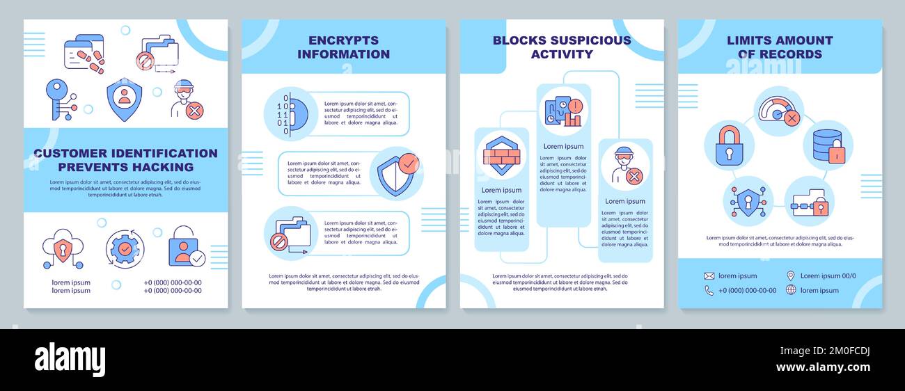 Customer identification prevents hacks blue brochure template Stock ...