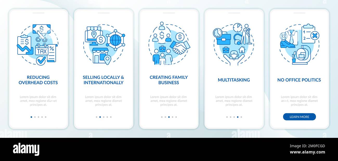 Working From Home Benefits Blue Onboarding Mobile App Screen Stock Vector Image And Art Alamy