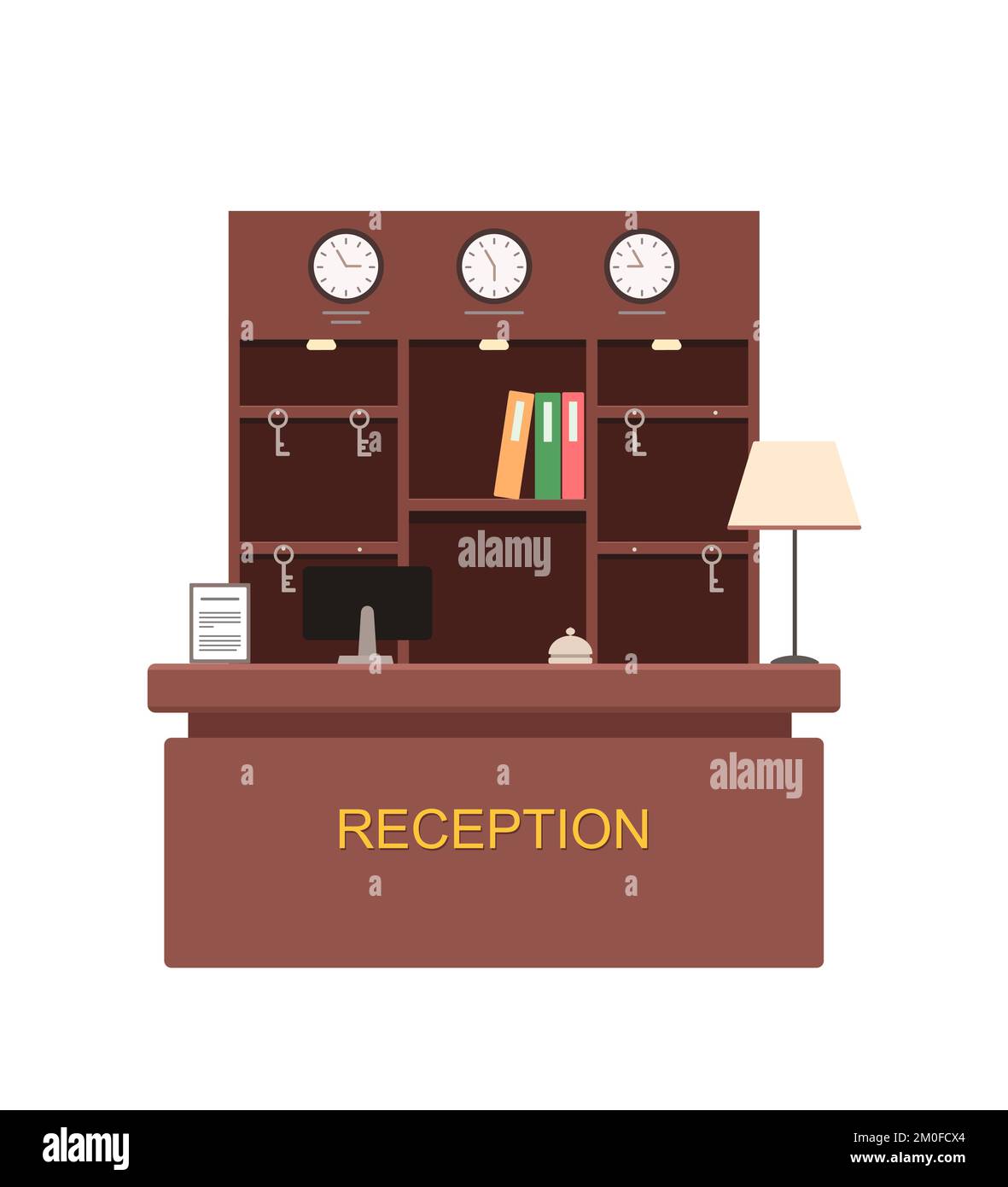 Hotel reception desk isolated on white background. Hotel interior ...