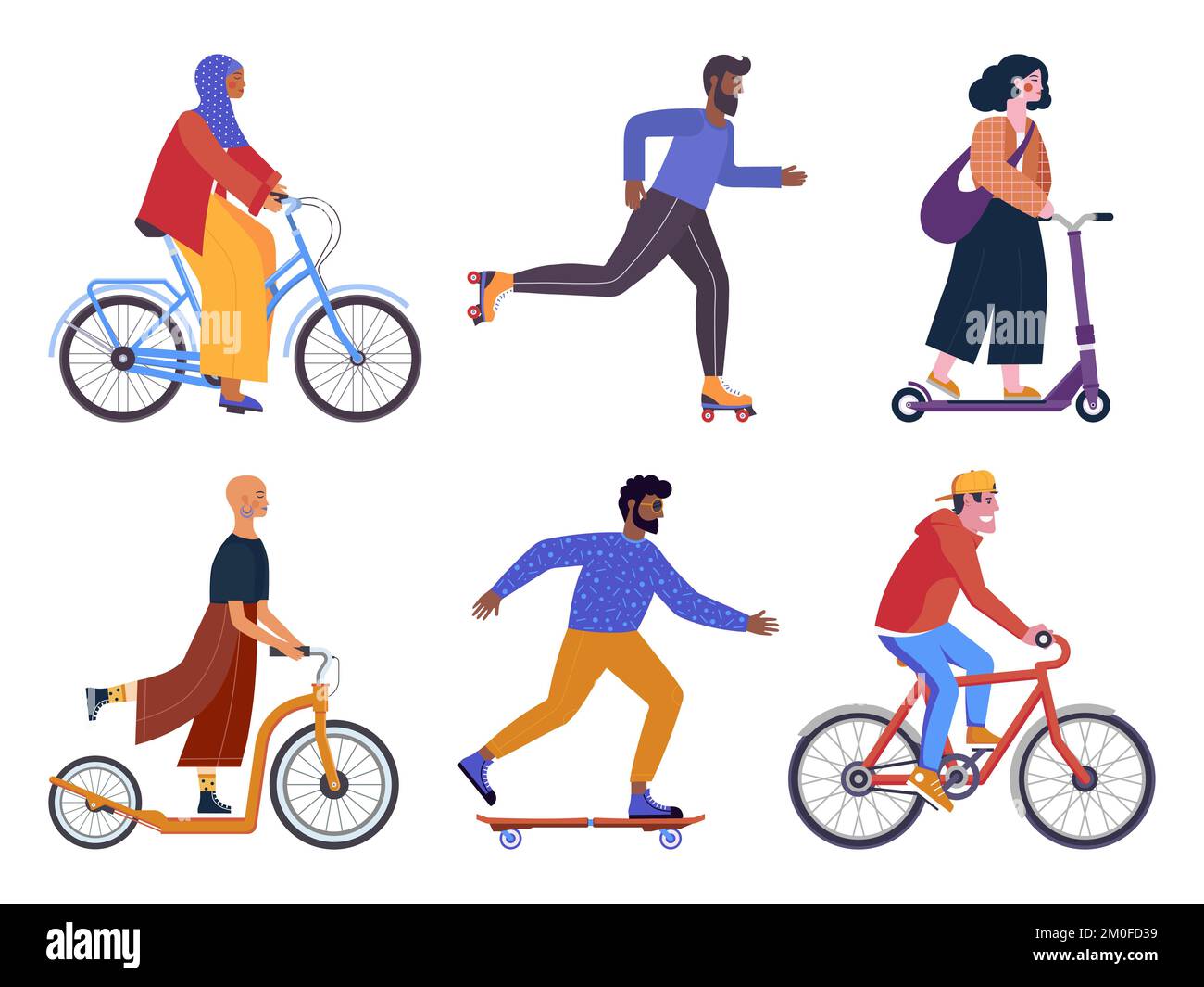 Modern People Using Alternative City W Scenes Stock Vector Image & Art ...