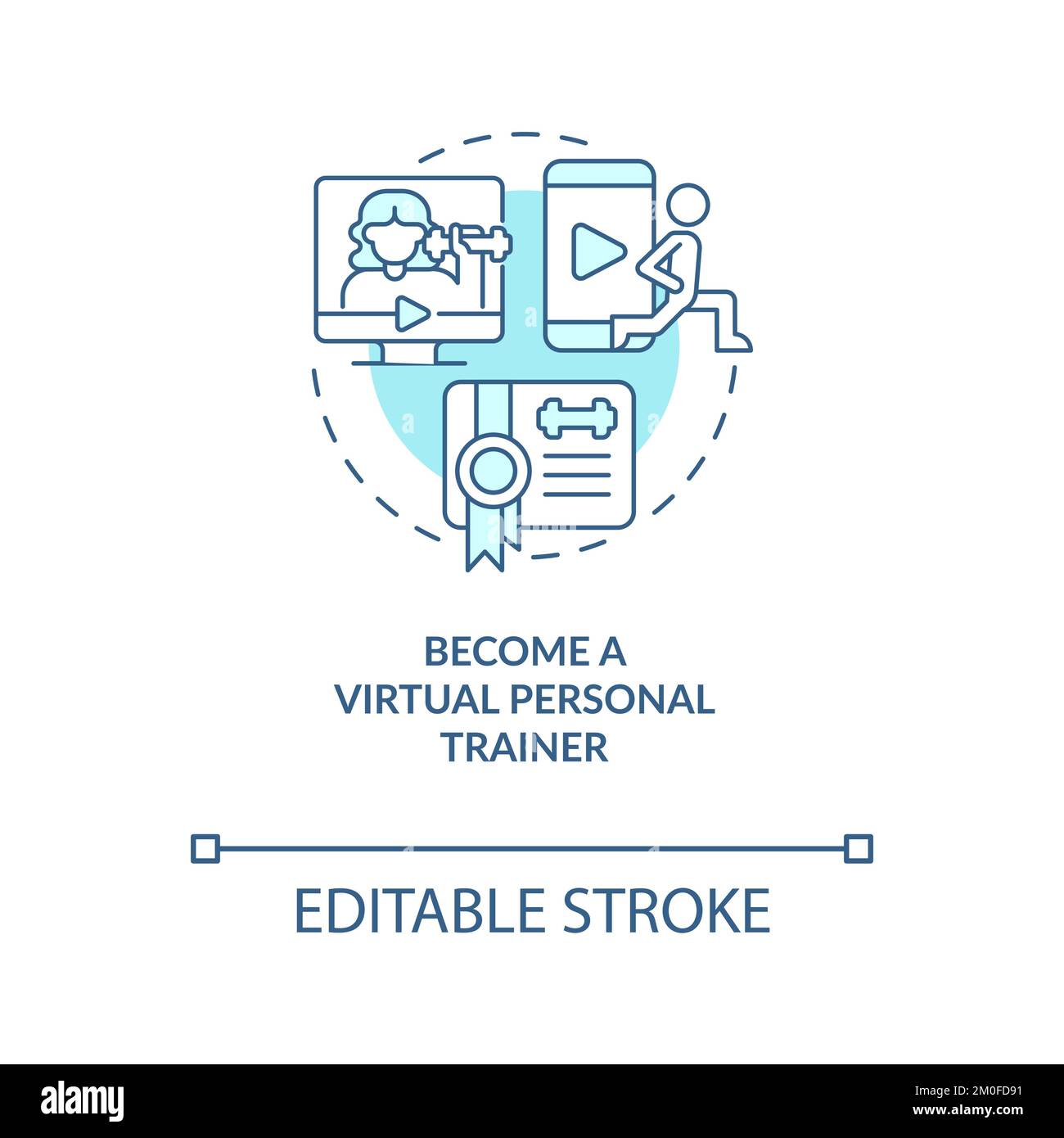 Become virtual personal trainer turquoise concept icon Stock Vector ...