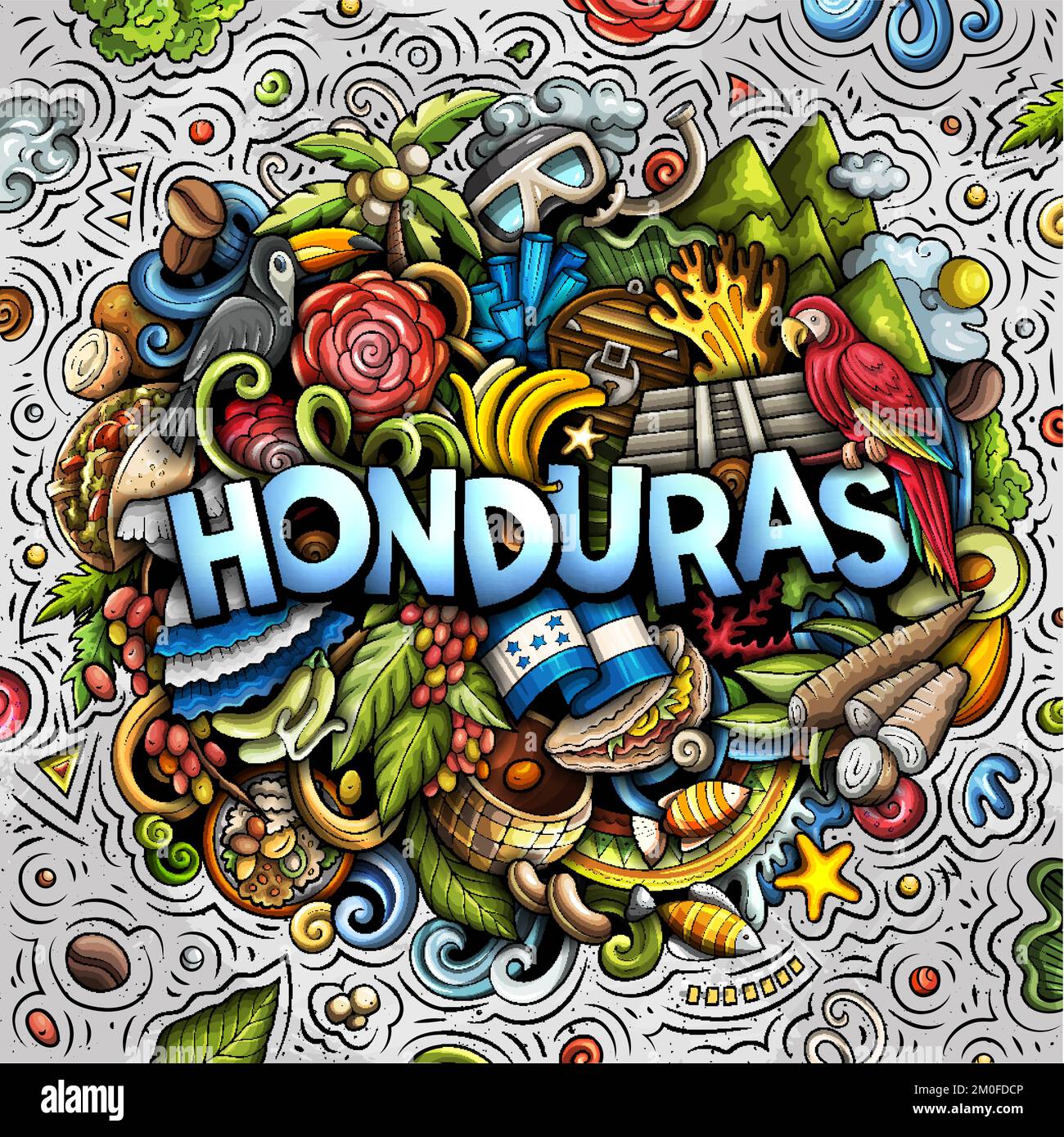 Honduras cartoon doodle illustration. Funny design Stock Vector Image ...