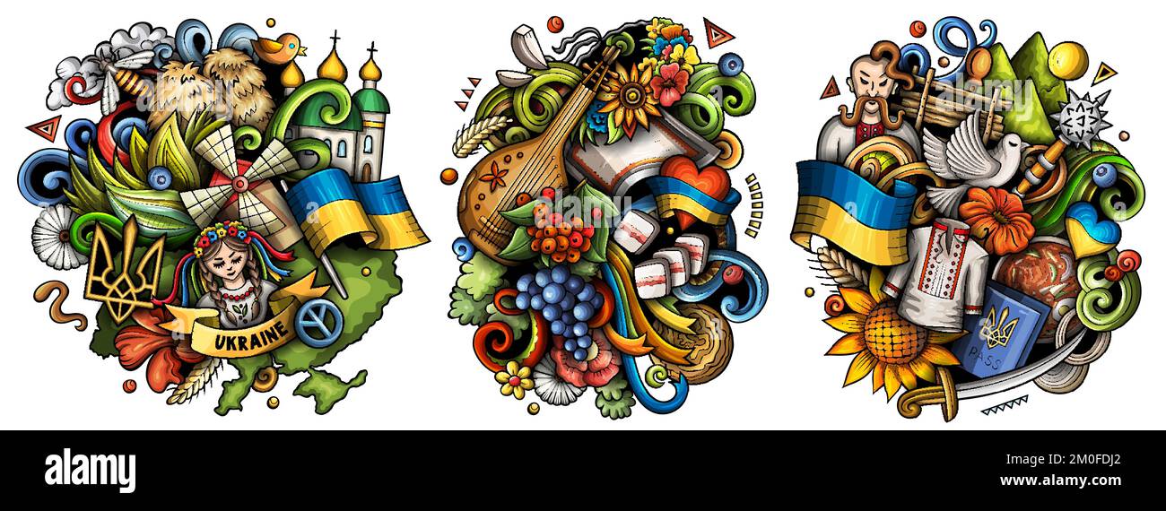 Ukraine cartoon vector doodle designs set Stock Vector Image & Art - Alamy