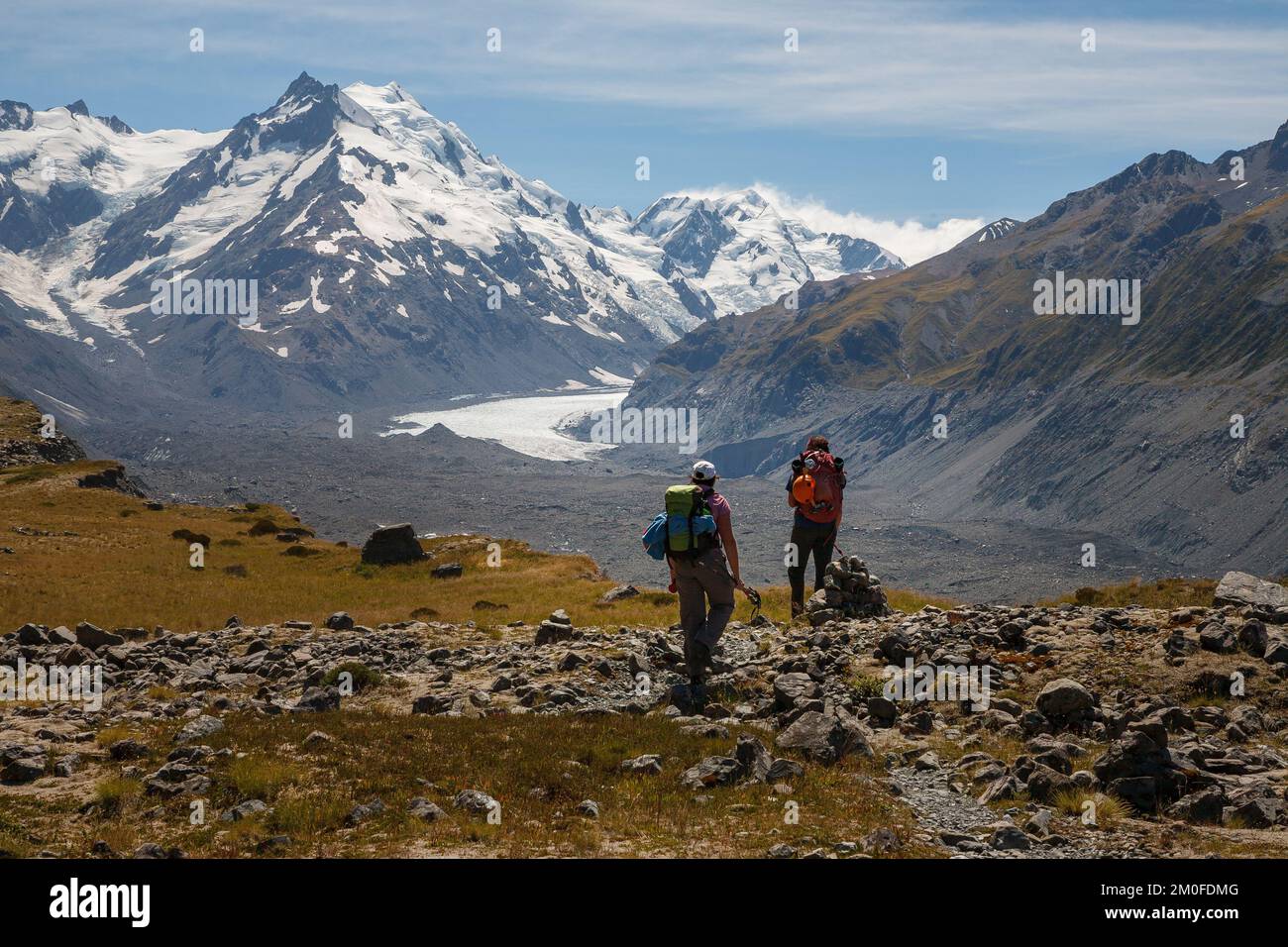 Hikers on Guided Walk Mount Cook New Zealand Stock Photo - Alamy