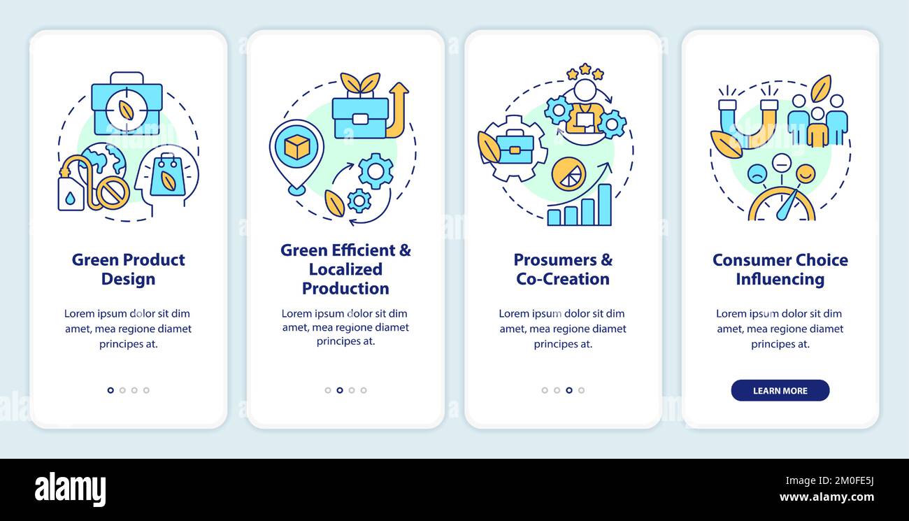 Green business models onboarding mobile app screen Stock Vector Image ...