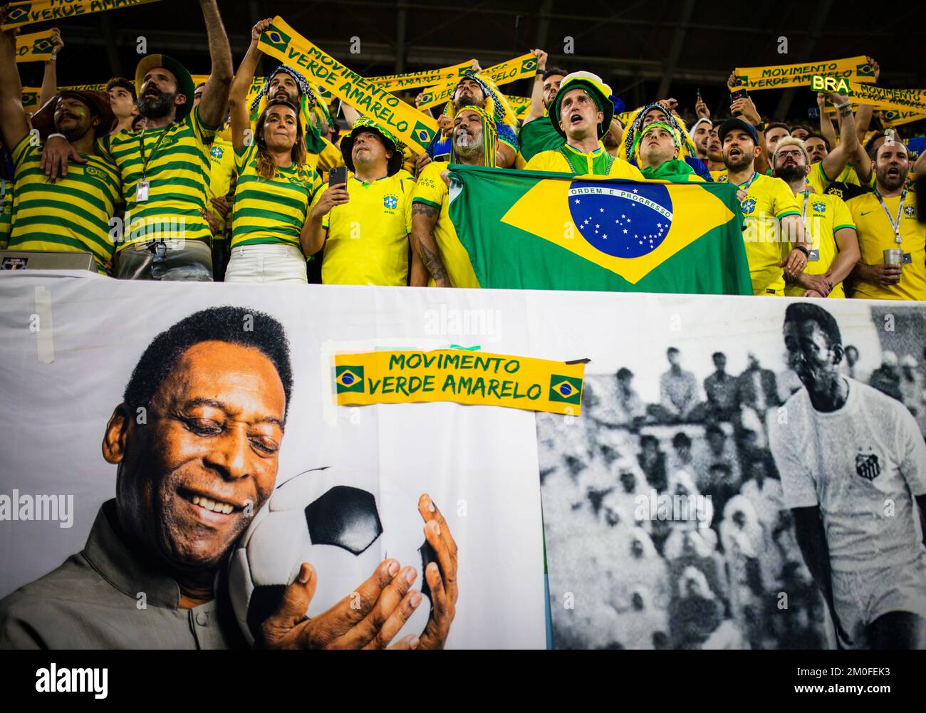 Doha, Qatar. 5th Dec, 2022. Brazilian fans are thinking of the sick ...