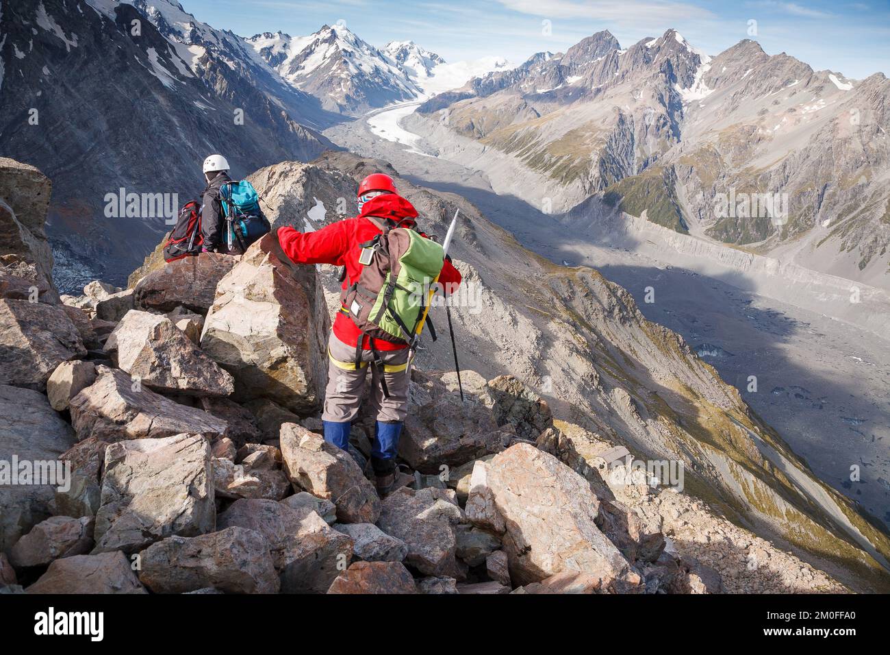 Hikers on Ball Pass guided Trek in Mount Cook New Zealand Stock Photo ...