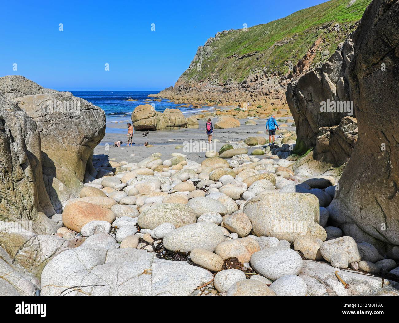 The sea and the cliff rocks at Cot Valley, Porth Nanven, near St Just ...