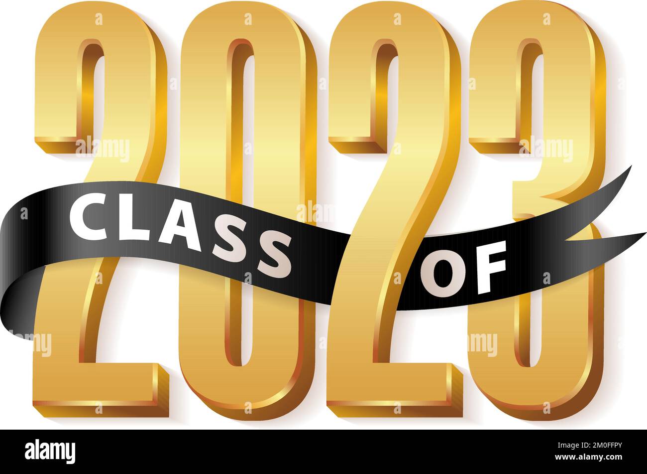 Class of 2023 Gold Lettering Graduation 3d logo with black ribbon ...