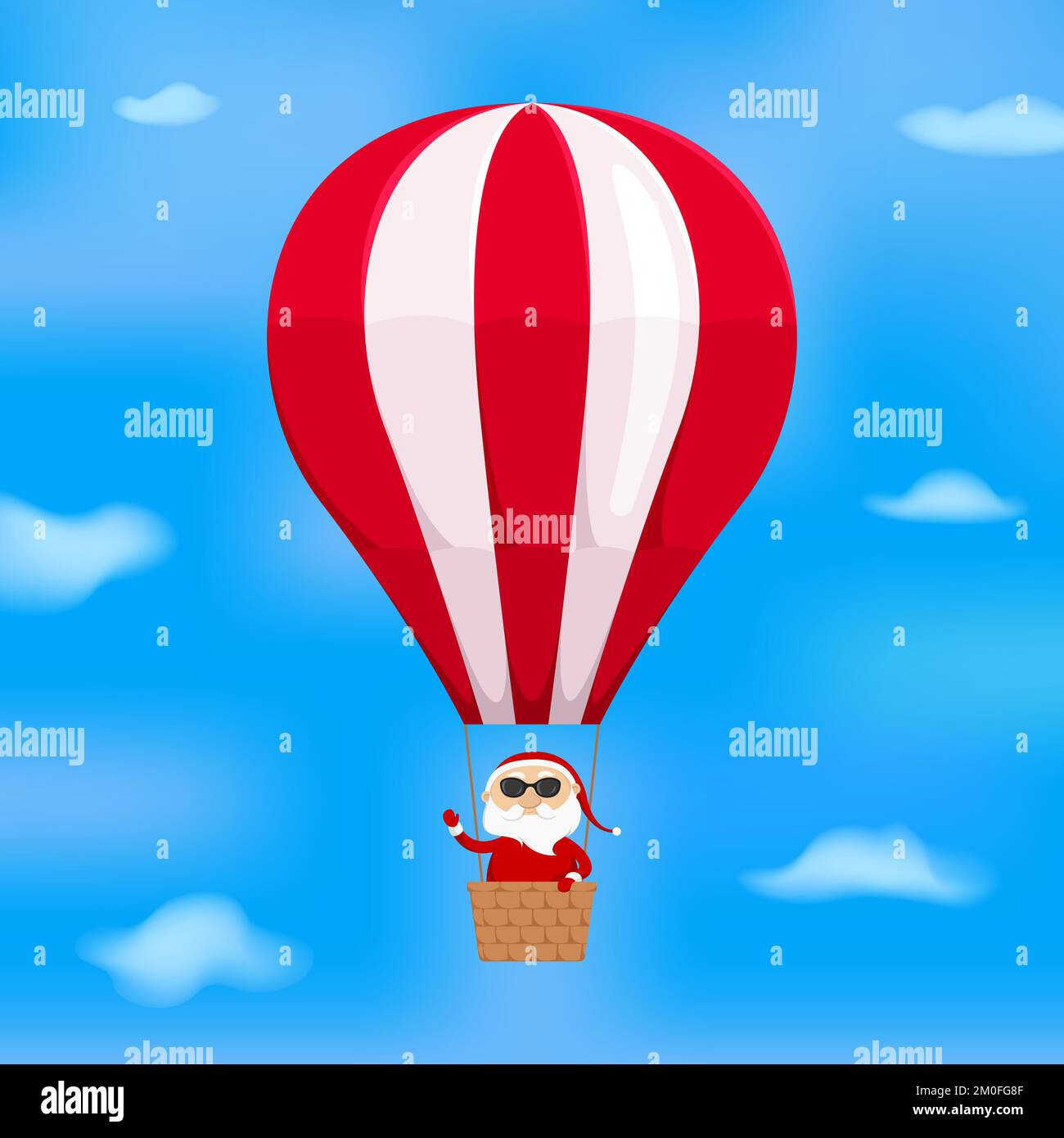 Santa flying in hot air balloon. Vector illustration Stock Vector Image ...