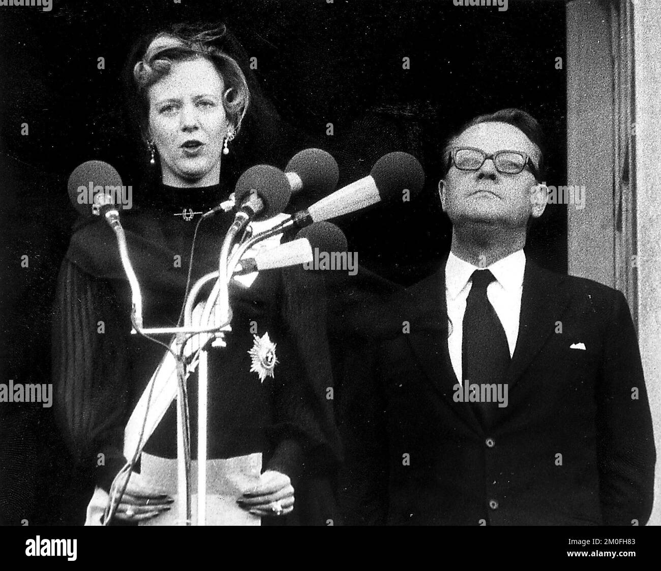 Prime Minister Jens Otto Krag and the new Queen Margrethe of Denmark ...
