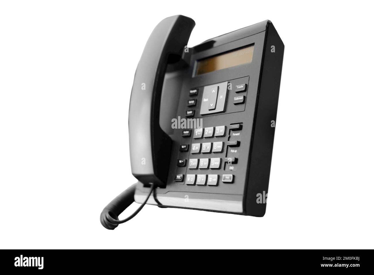 Black landline phone on office, isolated on a white background Stock ...