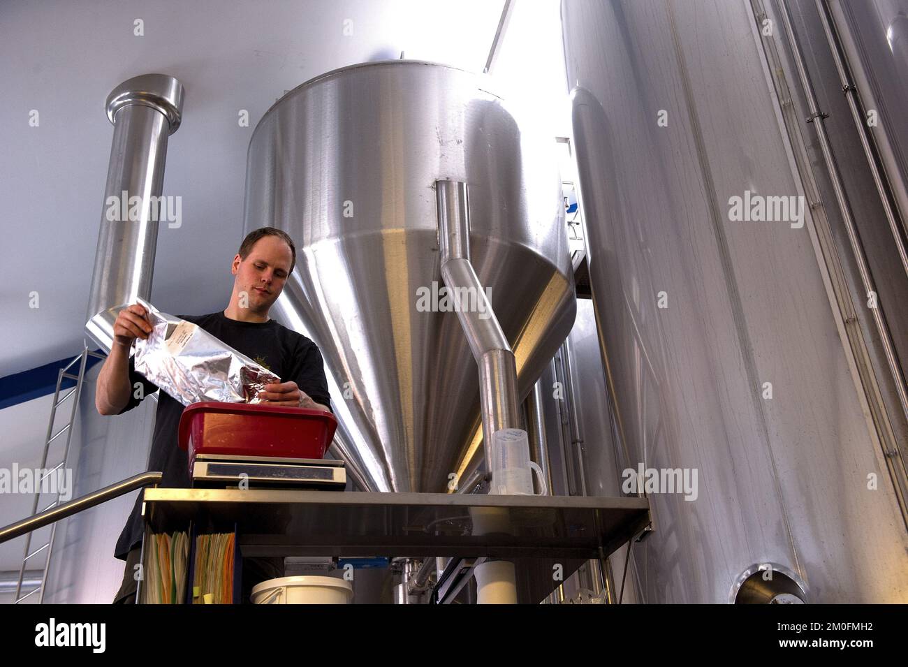 The brewmaster shown working at orbaek brewery in denmark hi-res stock ...