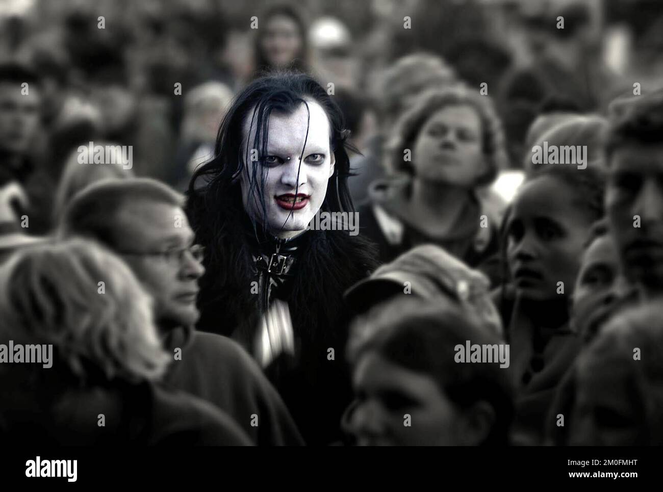 A Goth in the crowd during the Roskilde Music Festival in Denmark Stock ...