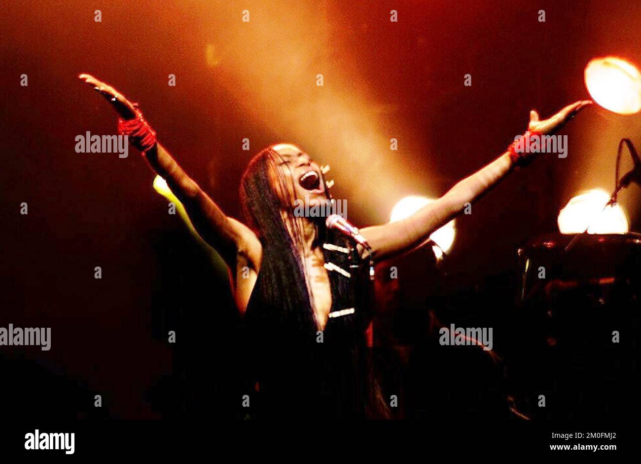 Singer badu performs at the roskilde music festival in denmark hi-res ...