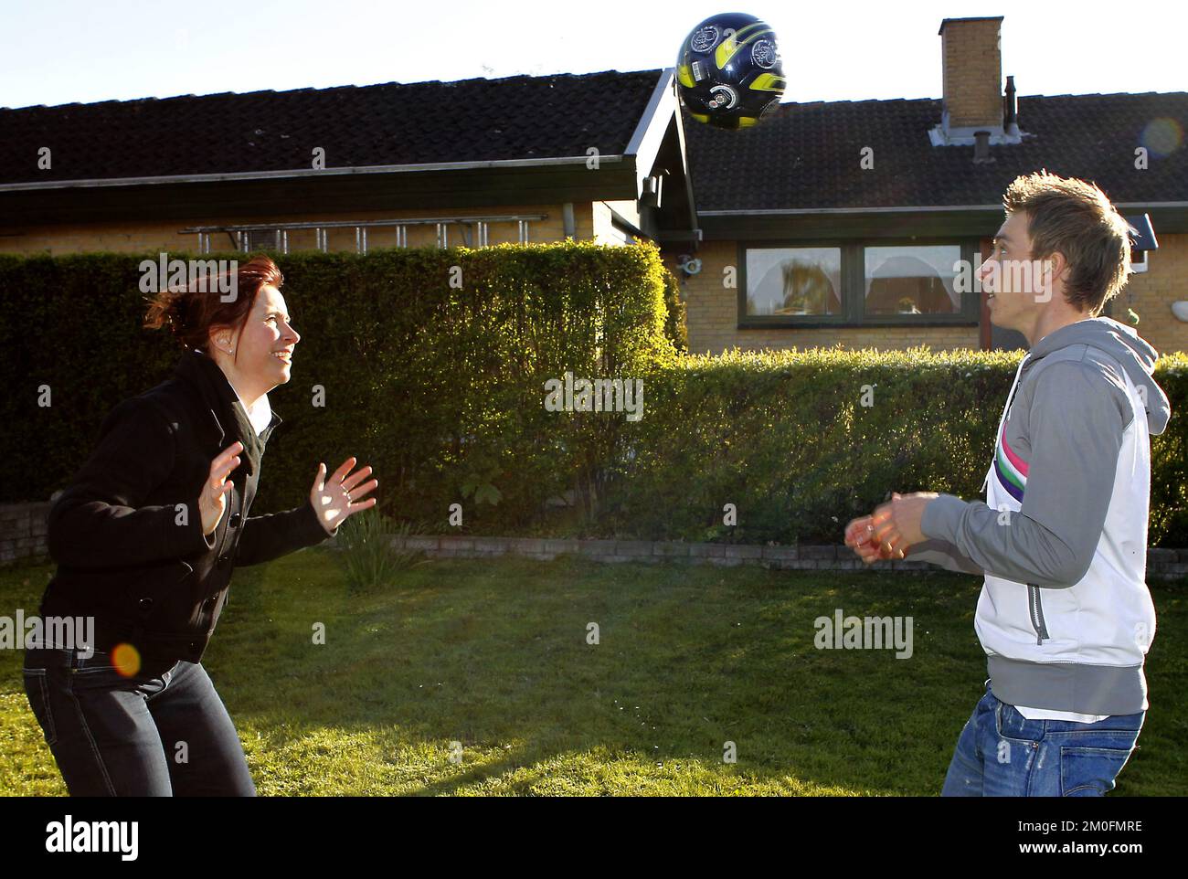 Christian Eriksen playing with his mother in their garden in Middelfart ...