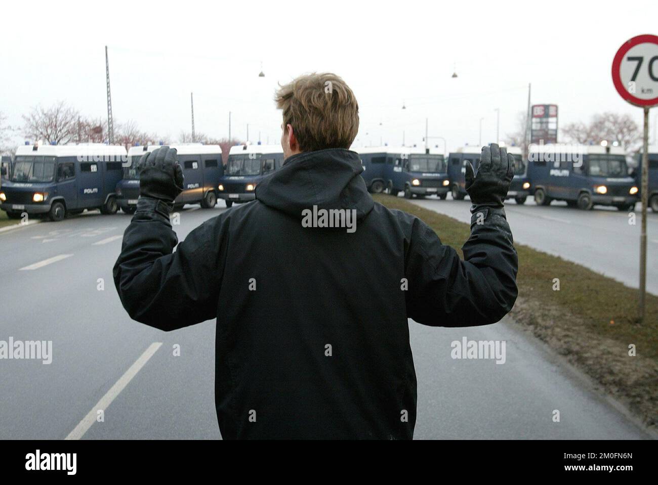 EU Summit in Copenhagen. Anti-EU activists demonstrating outside the ...