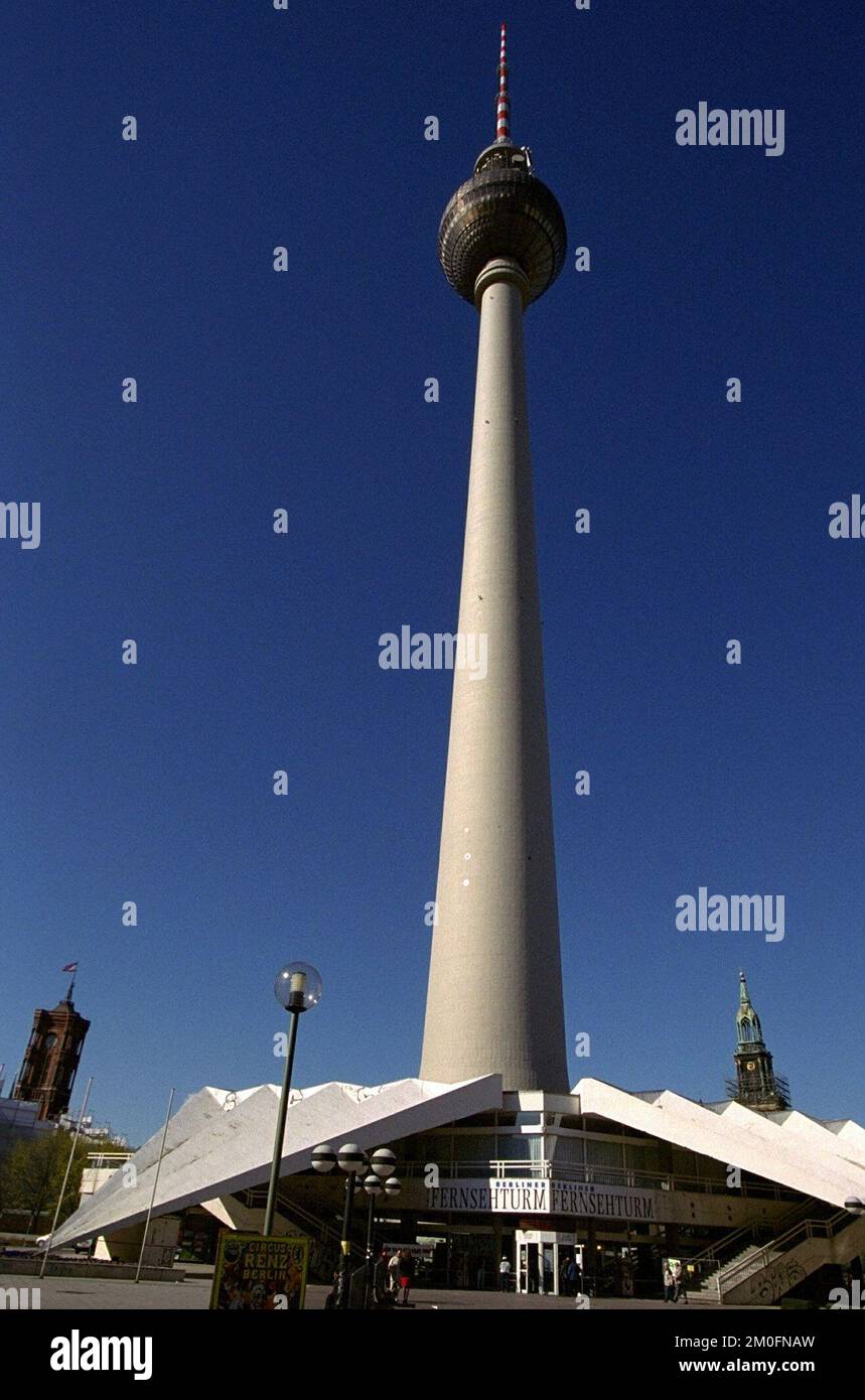 The television tower, built in 1969 on Alexanderplatz in Berlin. You ...