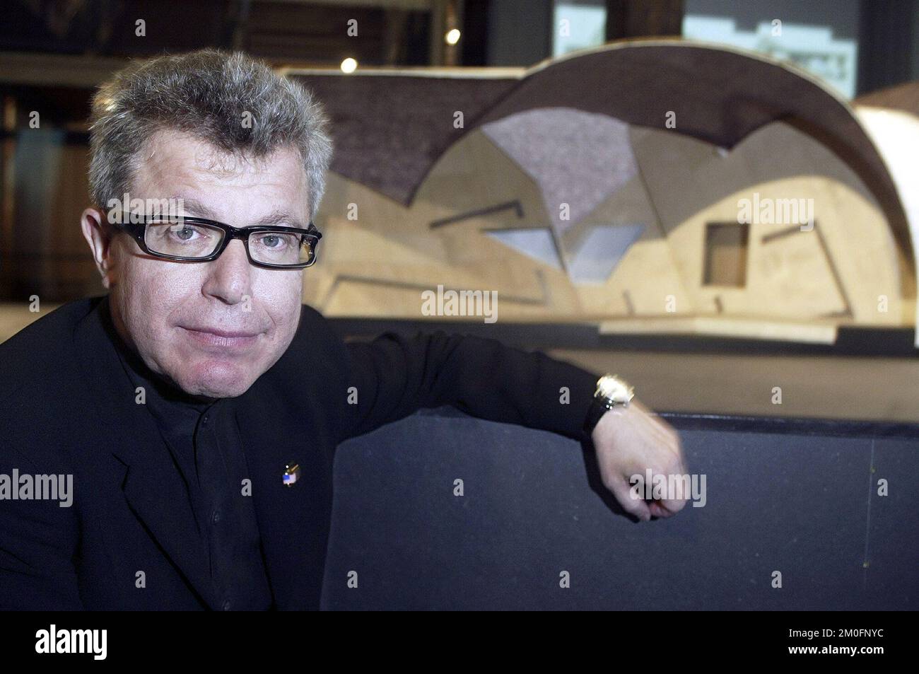 Daniel Libeskind in front of model of Danish Jewish Museum. As the ...