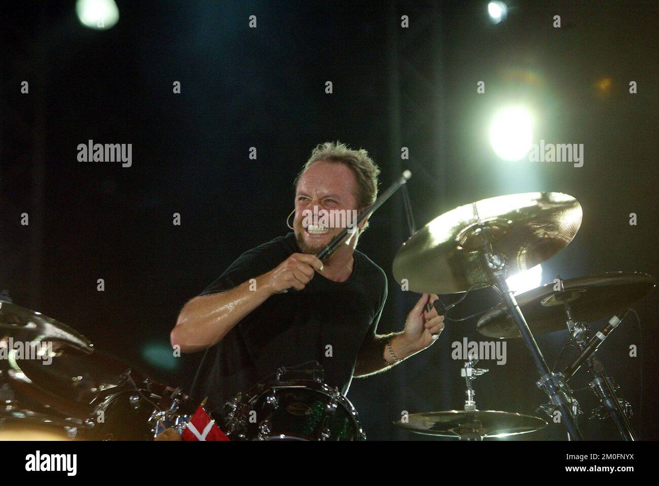 Dane Lars Ulrich, drummer with American band Metallica at the Roskilde ...
