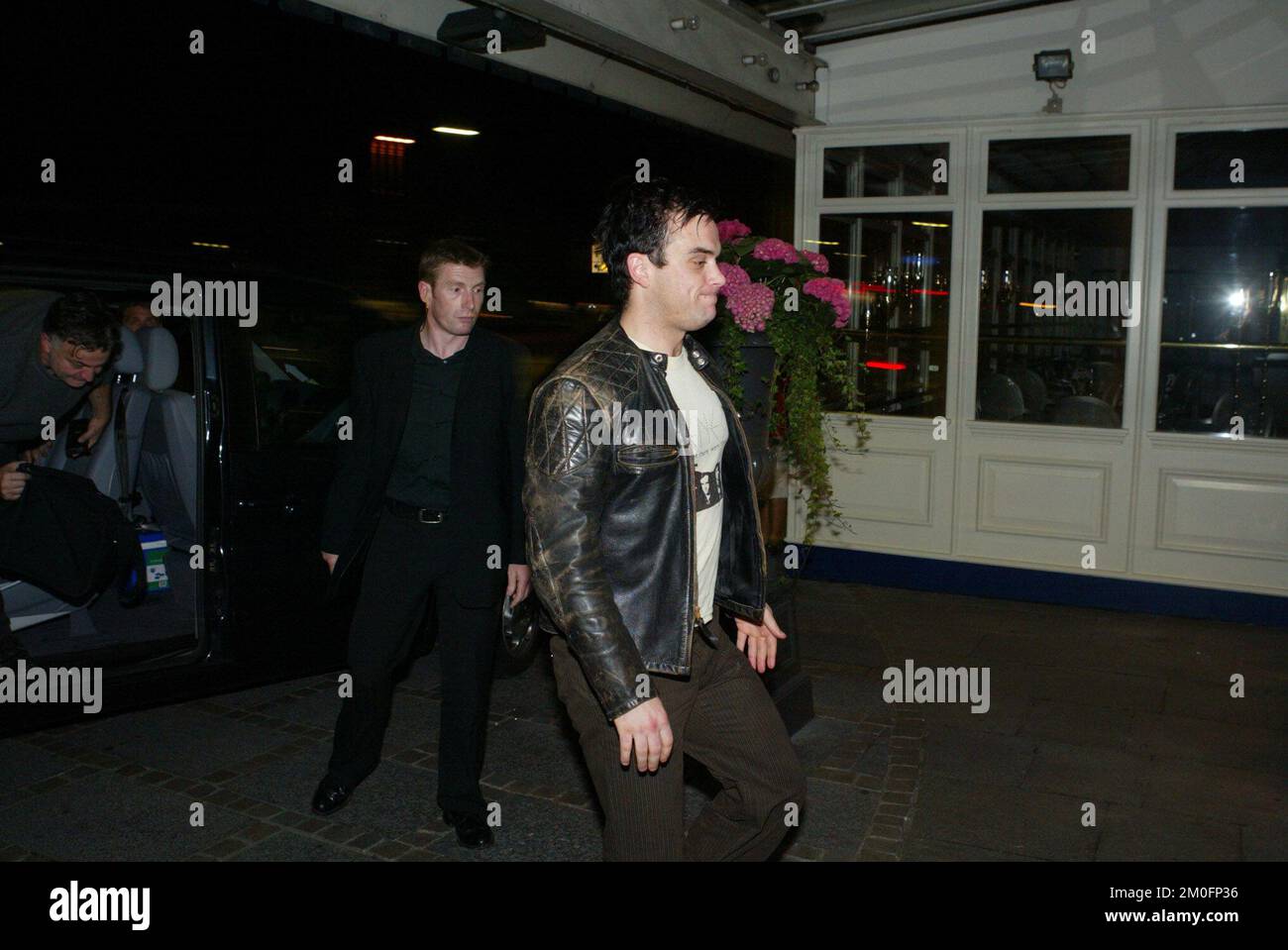 Copenhagen, Denmark. Robbie Williams arriving at hotel d'Angleterre in ...