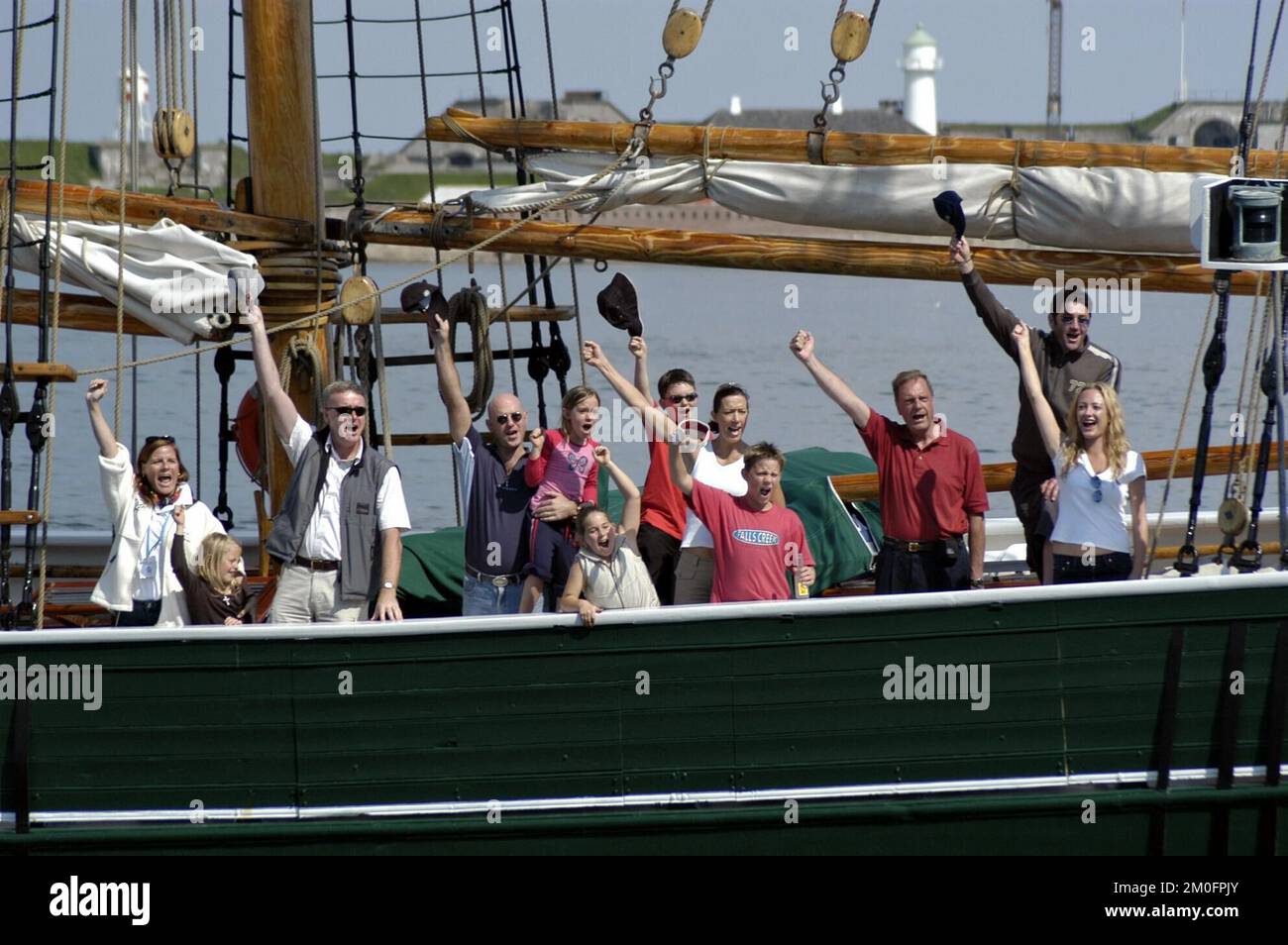 The family of Miss Donaldson show their support during a sailing race ...