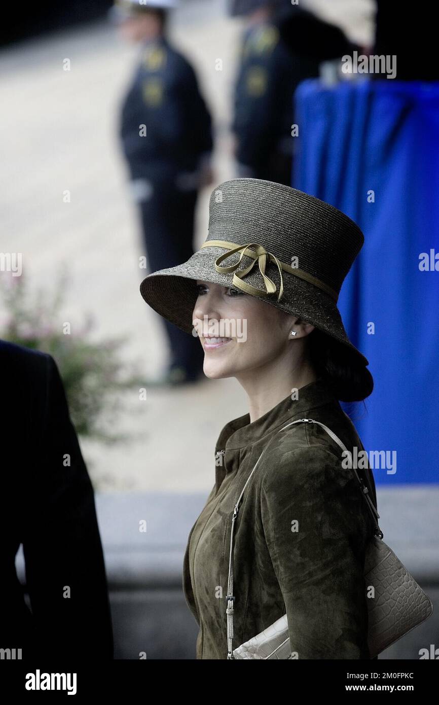 Miss Mary Donaldson looks at the Danish crowd who have come to cheer ...