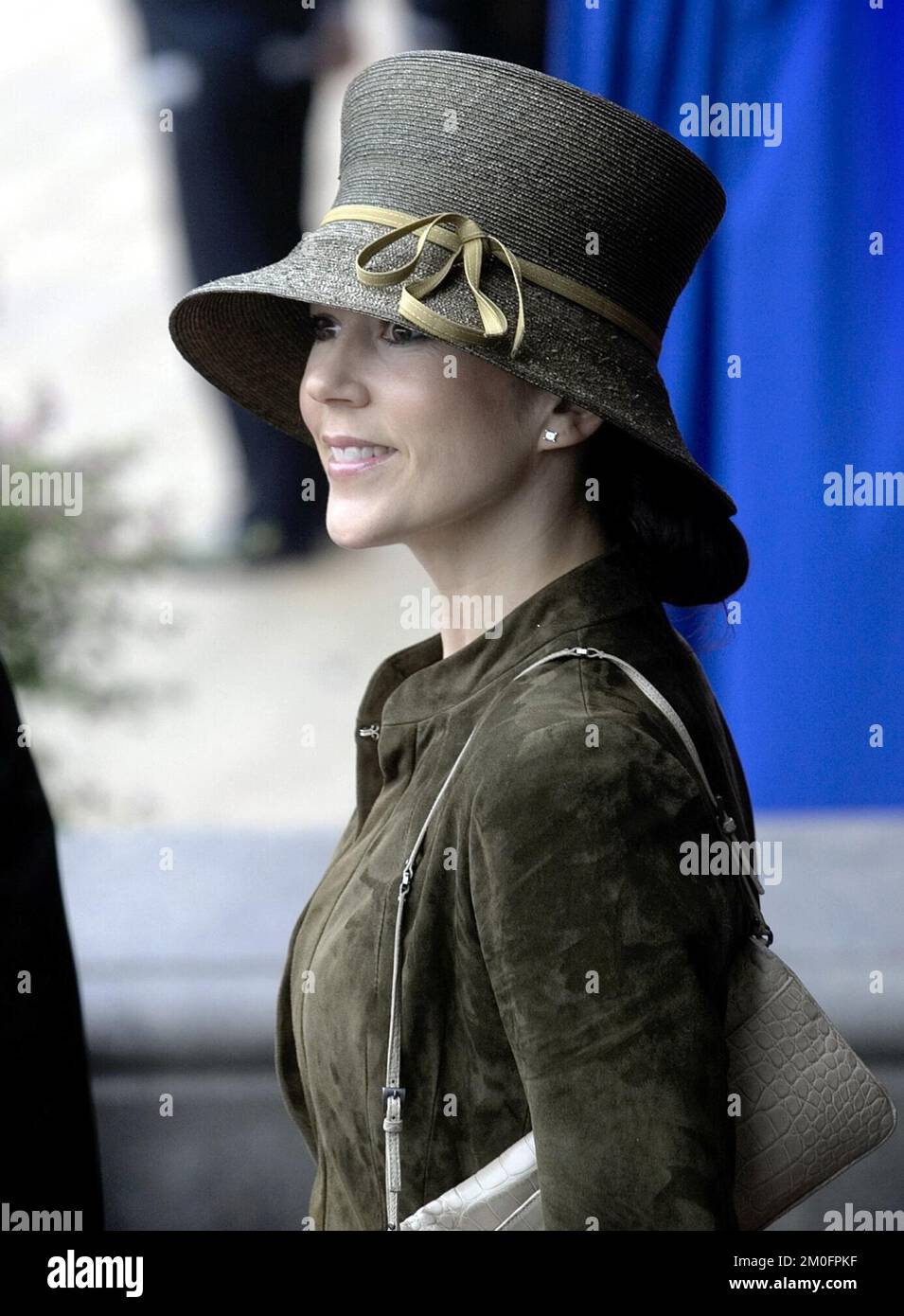 Miss Mary Donaldson looks at the Danish crowd who have come to cheer ...