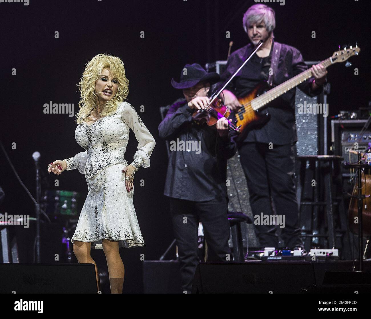 Dolly Parton performing during a concert at the Forum Copenhagen in ...
