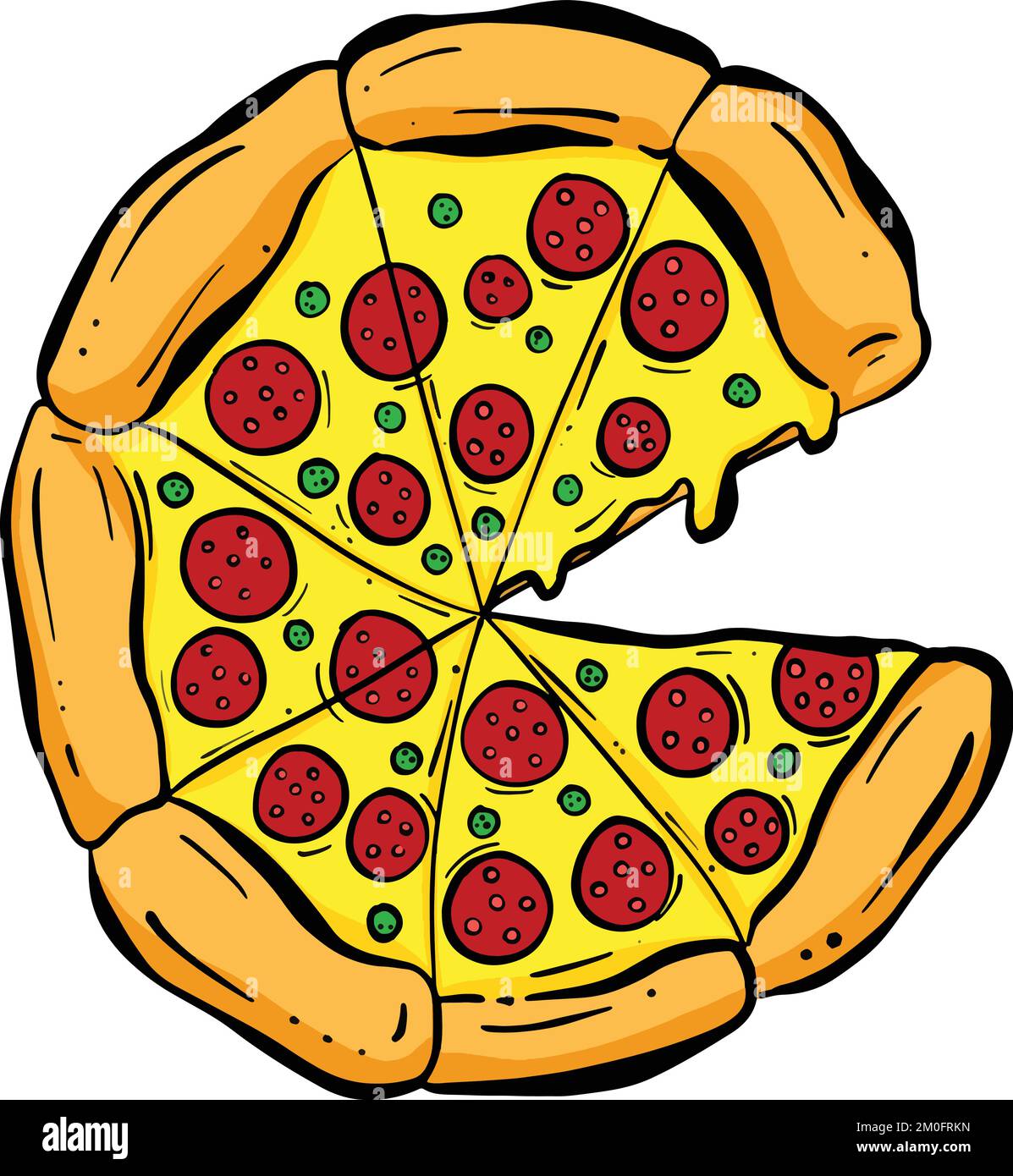 Cute Cartoon Pizza Slice Character With Cheesy Toppings in Vector ...