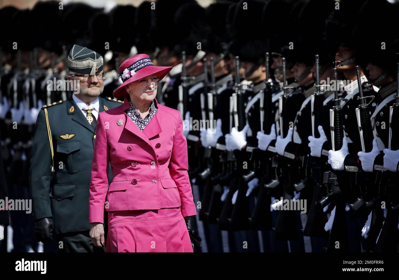 Queen Margrethe attends Life Guards barracks in Gothersgade, on Friday ...