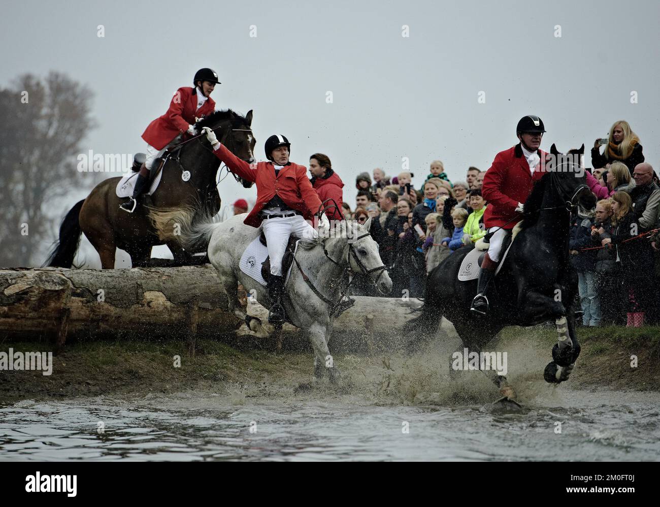 Hunters during the traditional Hubertus Hunt in Dyrehaven outside ...