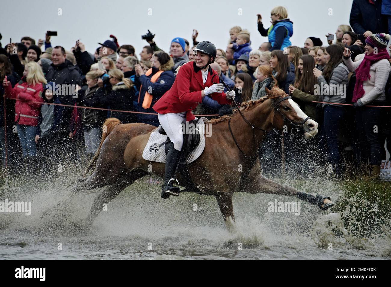 Hunters during the traditional Hubertus Hunt in Dyrehaven outside ...