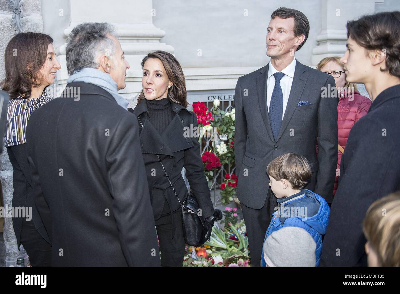 Flowers are laid at the French embassy in Denmark. The danish Royal ...