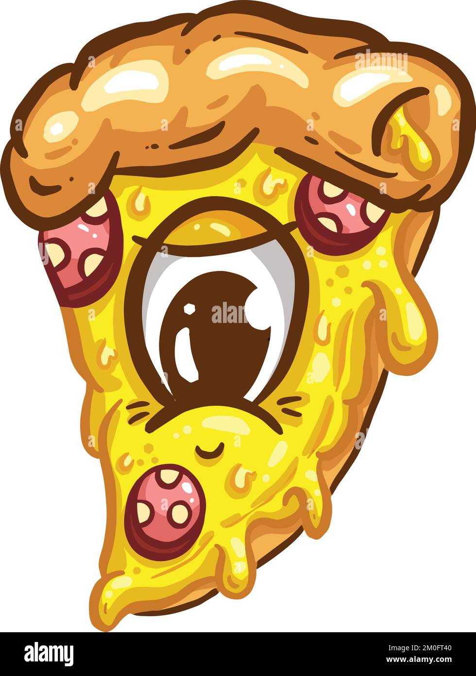 Cute Cartoon Pizza Slice Character With Cheesy Toppings in Vector ...