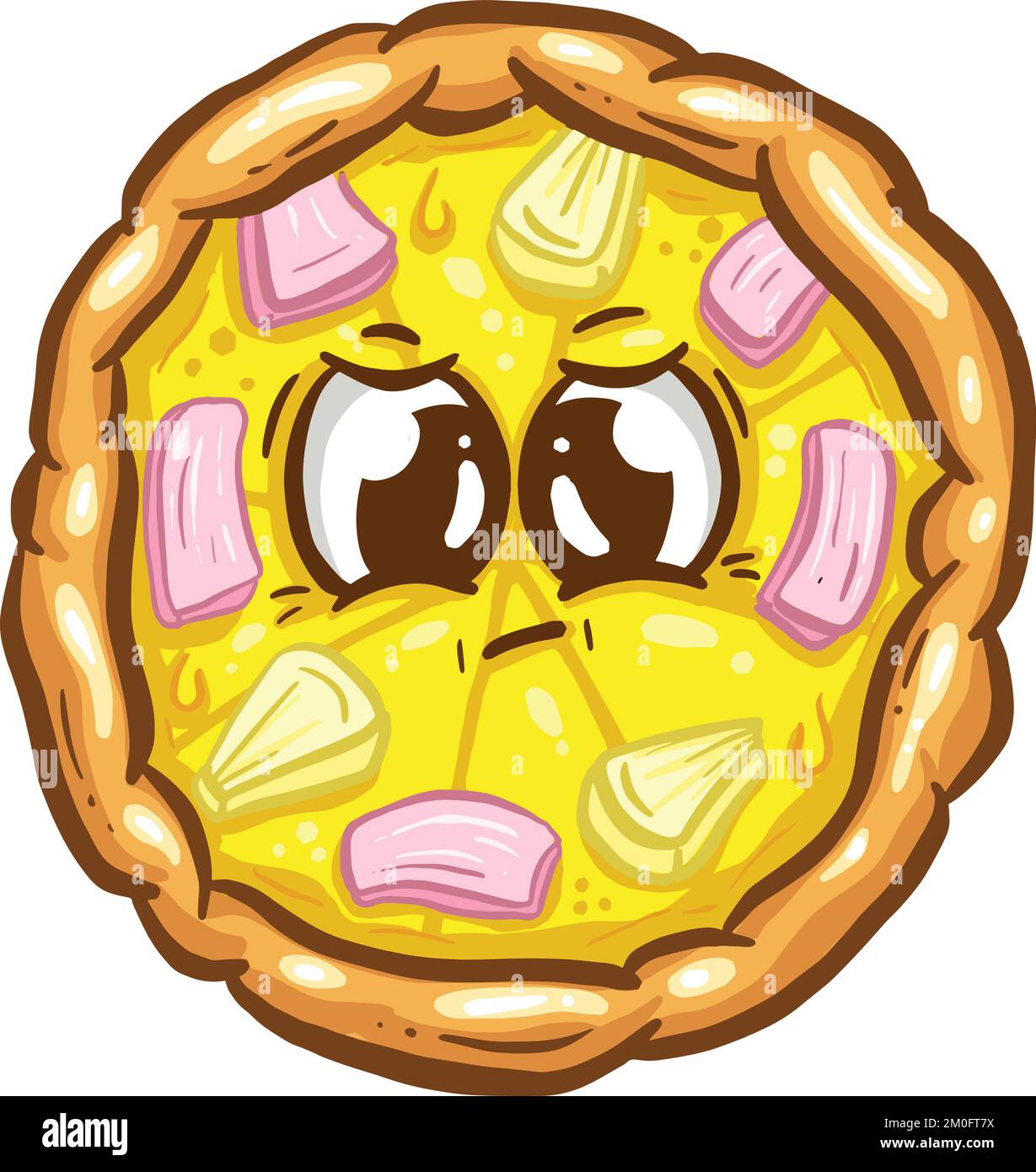 Cute Cartoon Pizza Slice Character With Cheesy Toppings in Vector ...