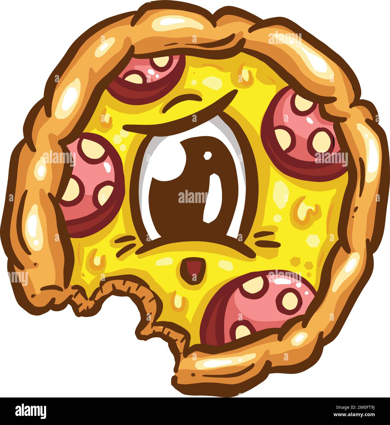 Cute Cartoon Pizza Slice Character With Cheesy Toppings in Vector ...