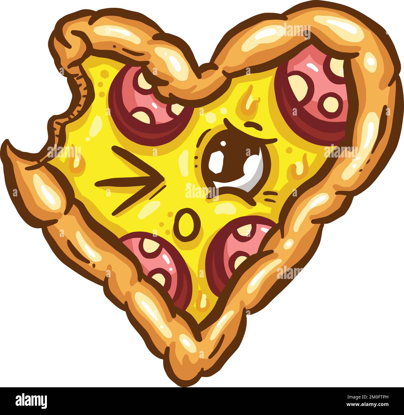 Cute Cartoon Pizza Slice Character With Cheesy Toppings in Vector ...