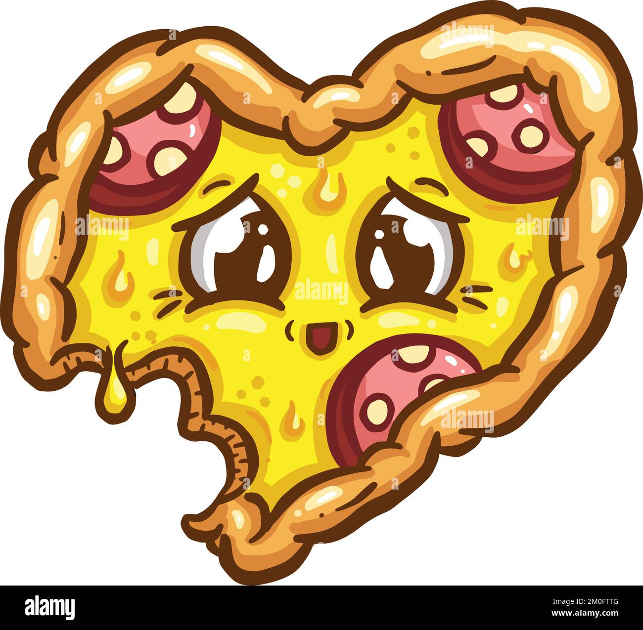 Cute Cartoon Pizza Slice Character With Cheesy Toppings in Vector ...