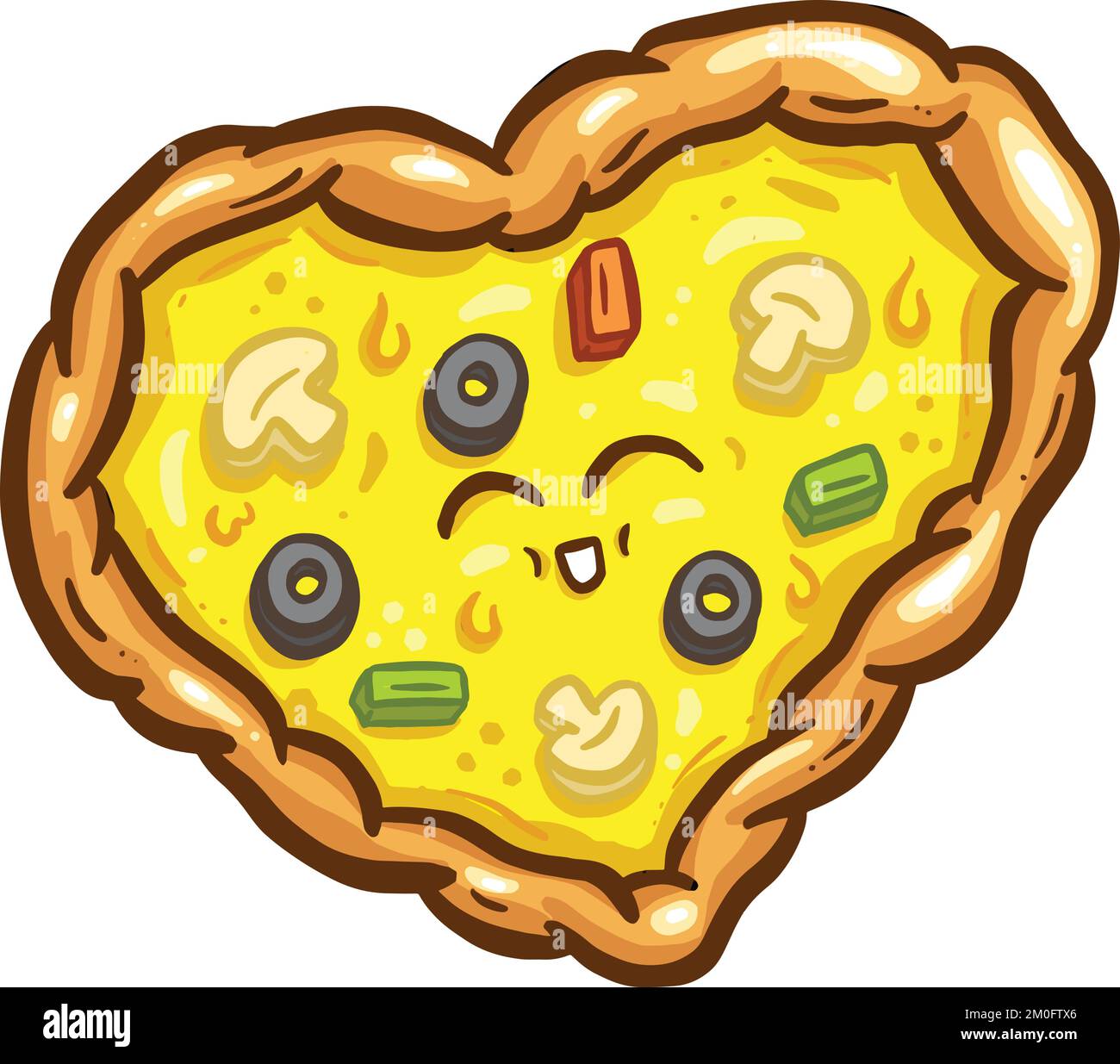 Cute Cartoon Pizza Slice Character With Cheesy Toppings in Vector ...
