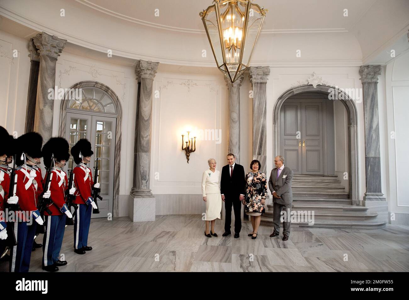 Prince Consort Henrik and Queen Margrethe welcome President Guoni Th ...