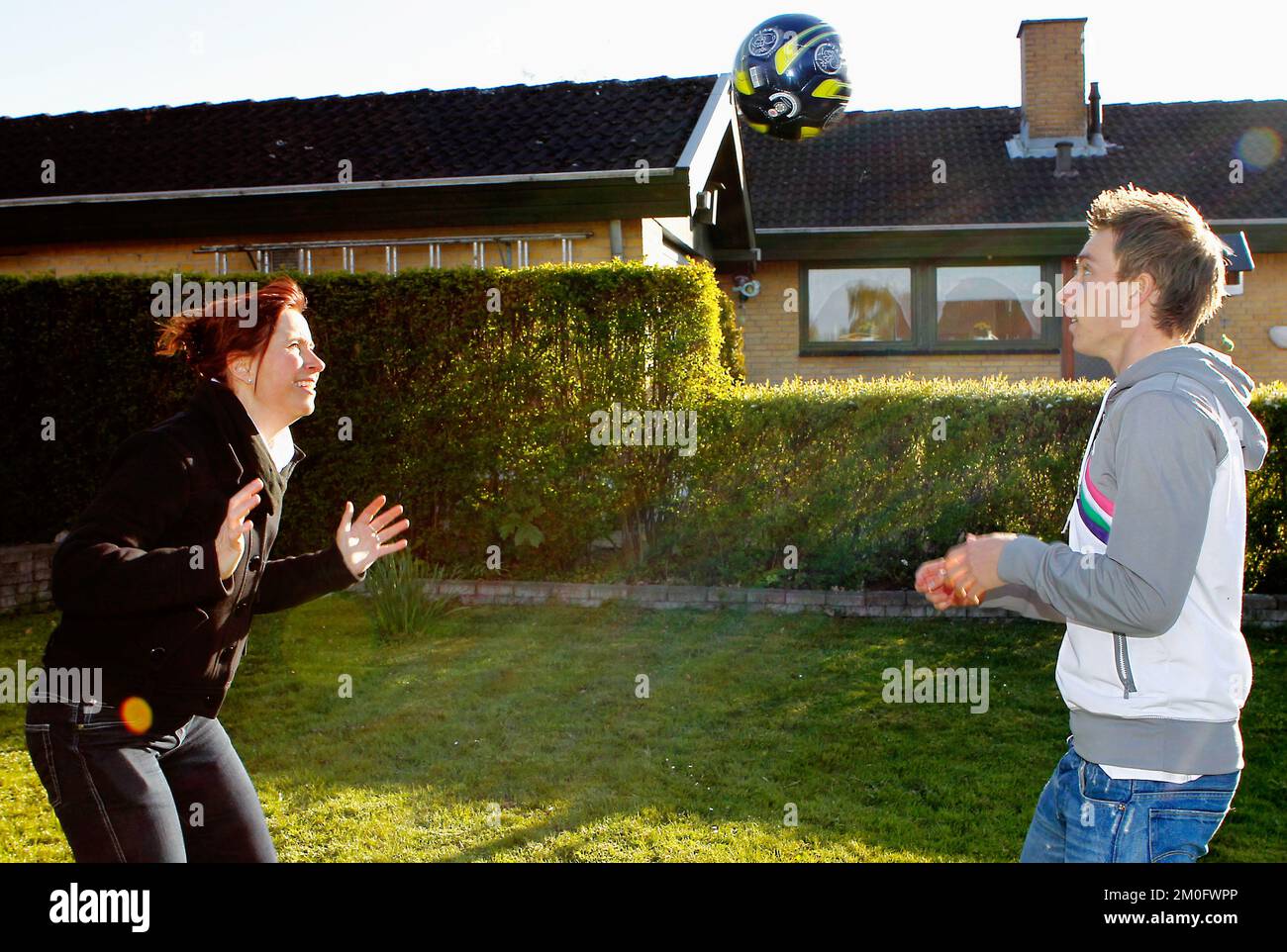 Christian Eriksen (right) in the garden in Middelfart with his mother ...
