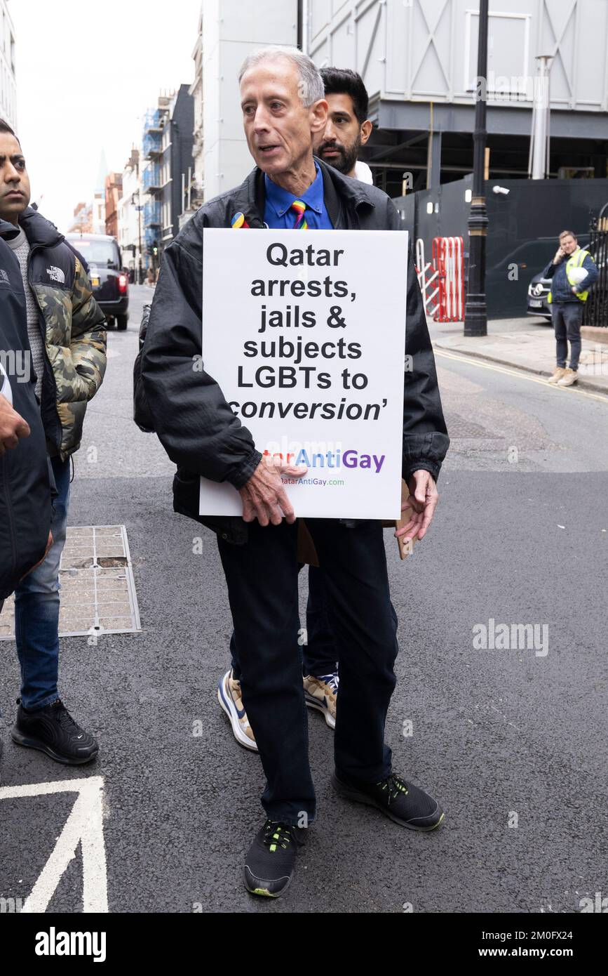 British human rights campaigner Peter Tatchell leads a demonstration ...