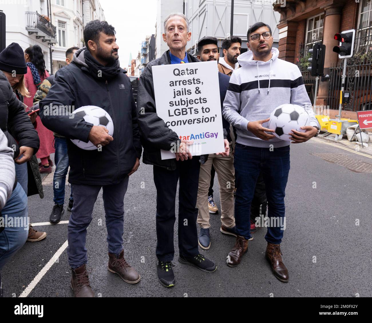 British human rights campaigner Peter Tatchell leads a demonstration ...