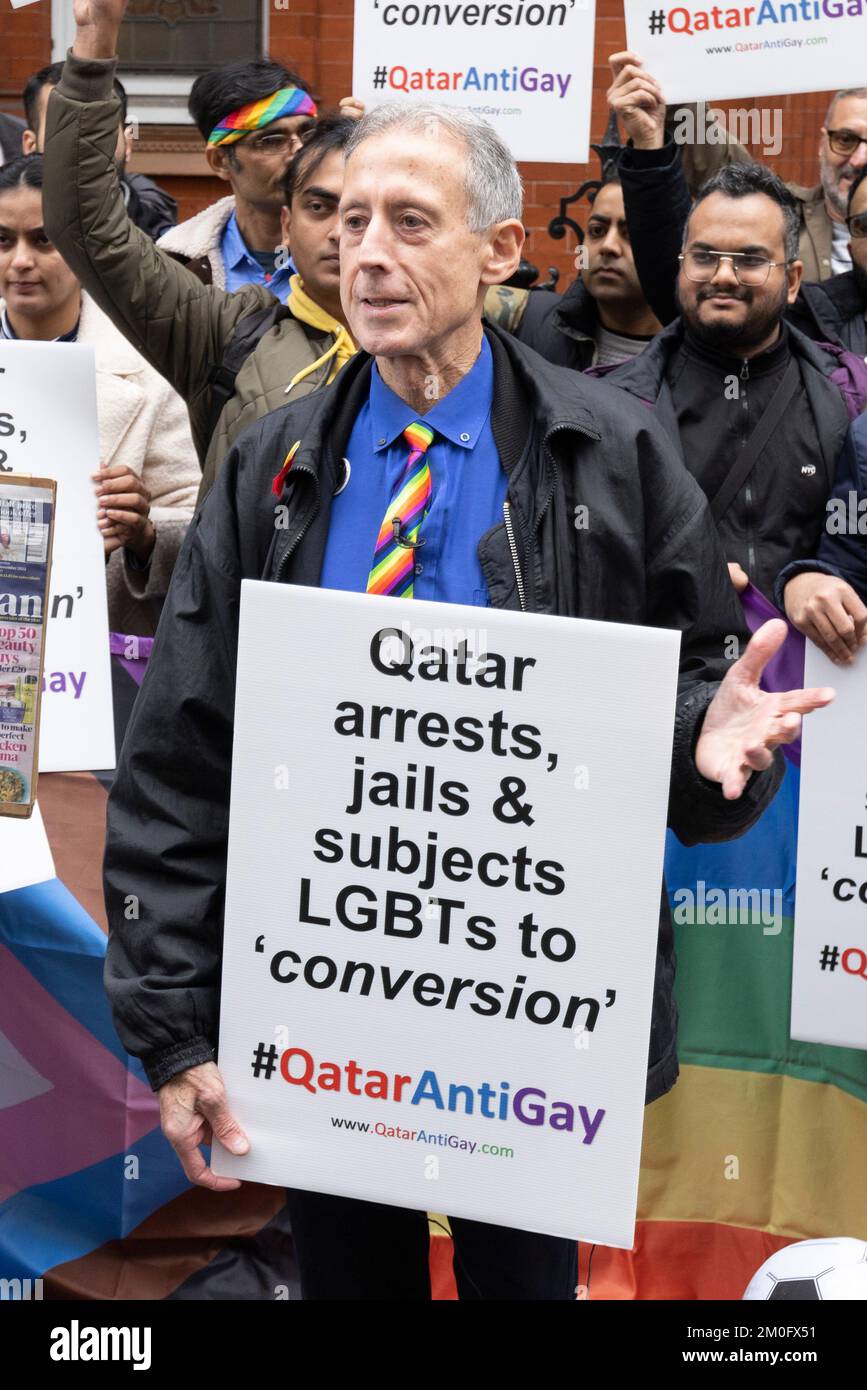 British human rights campaigner Peter Tatchell leads a demonstration ...