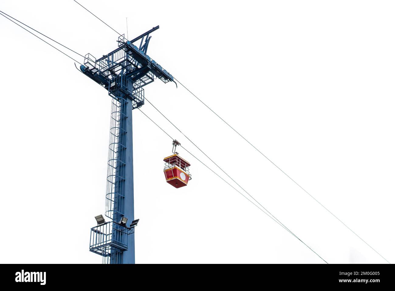 red cable car are floating on a sling for transportation by visitors ...
