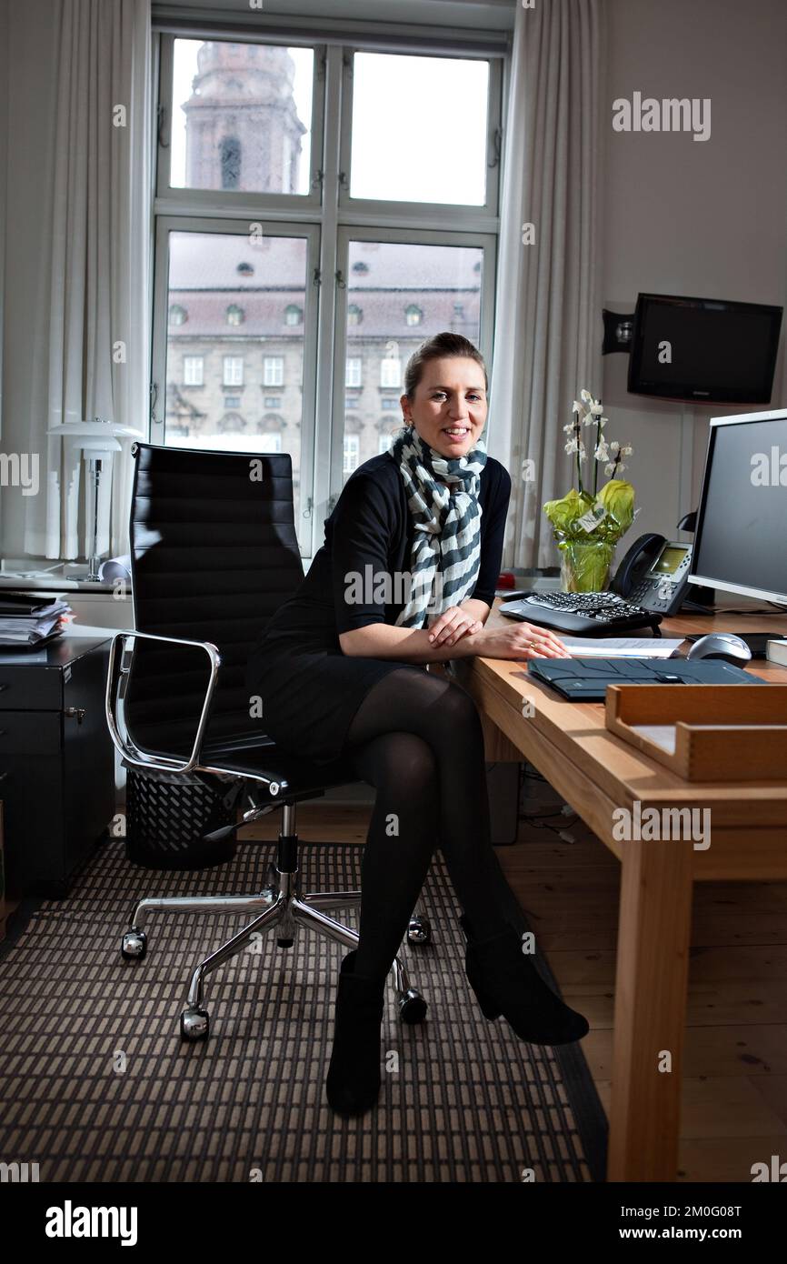 Employment Minister Mette Frederiksen at her ministerial office in ...