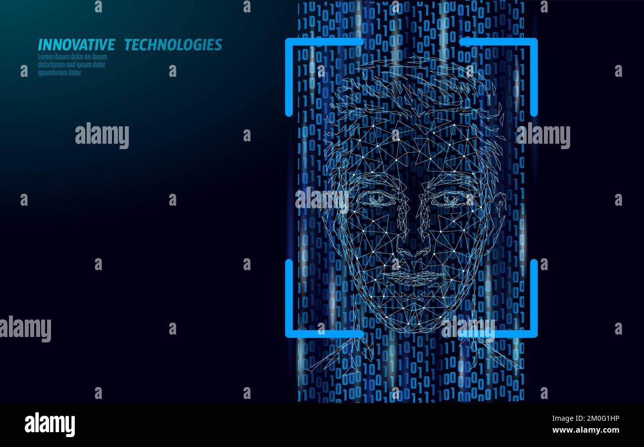 Low poly female human face biometric identification. Recognition system ...