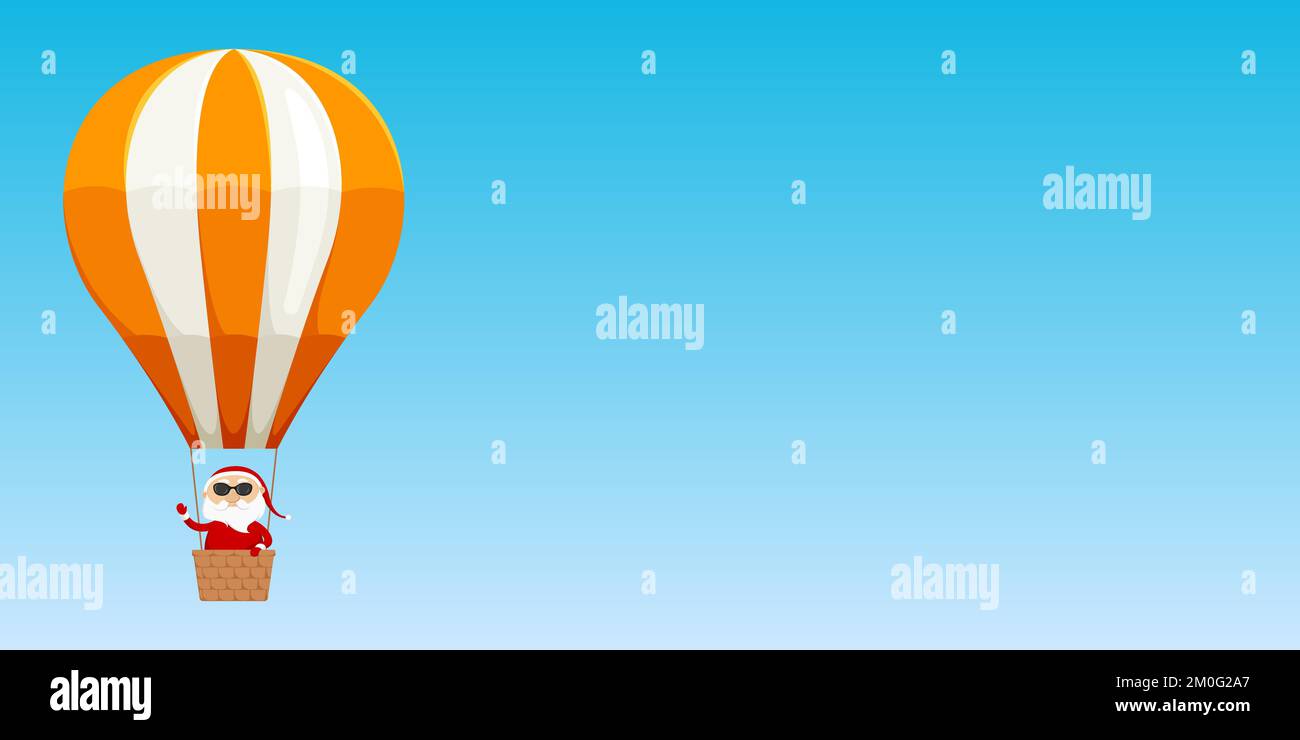 Santa Claus flying in hot air balloon. Vector illustration Stock Vector ...